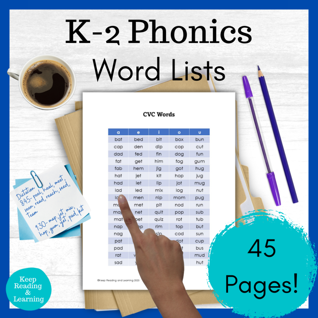 Phonics Word Lists for Lesson Planning - Keep Reading & Learning